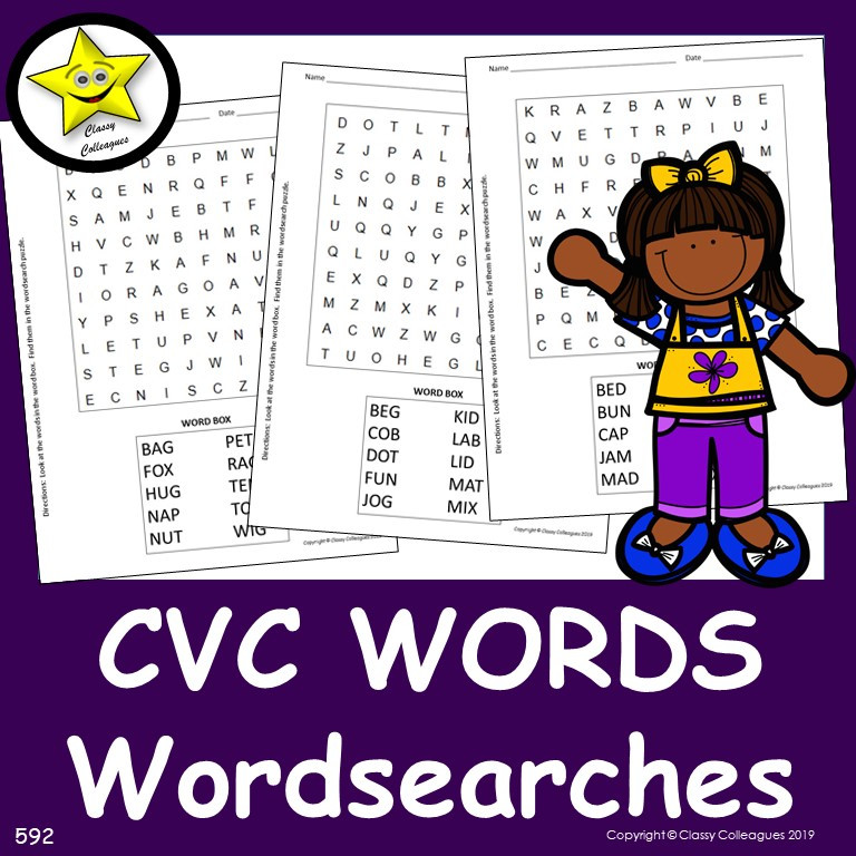CVC WORDS Wordsearches - Amped Up Learning