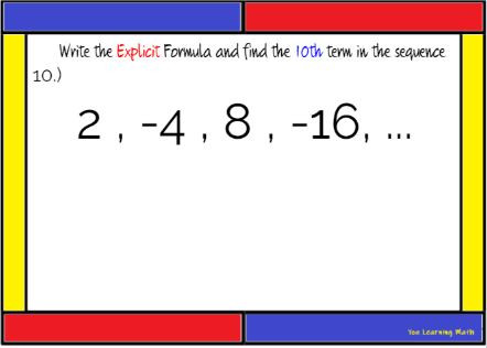 Geometric Sequences: Recursive and Explicit Formulas -GOOGLE SLIDES ...
