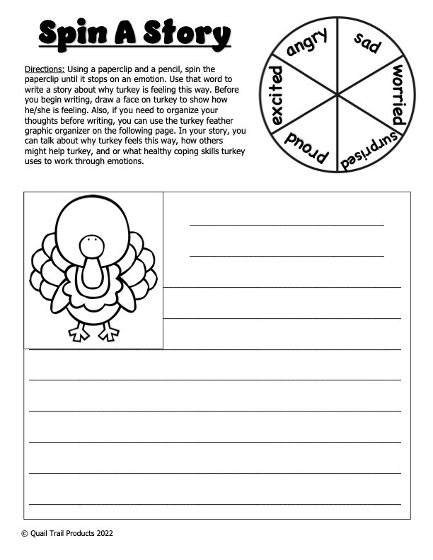 Social/Emotional Activities and Worksheets | Turkey Theme