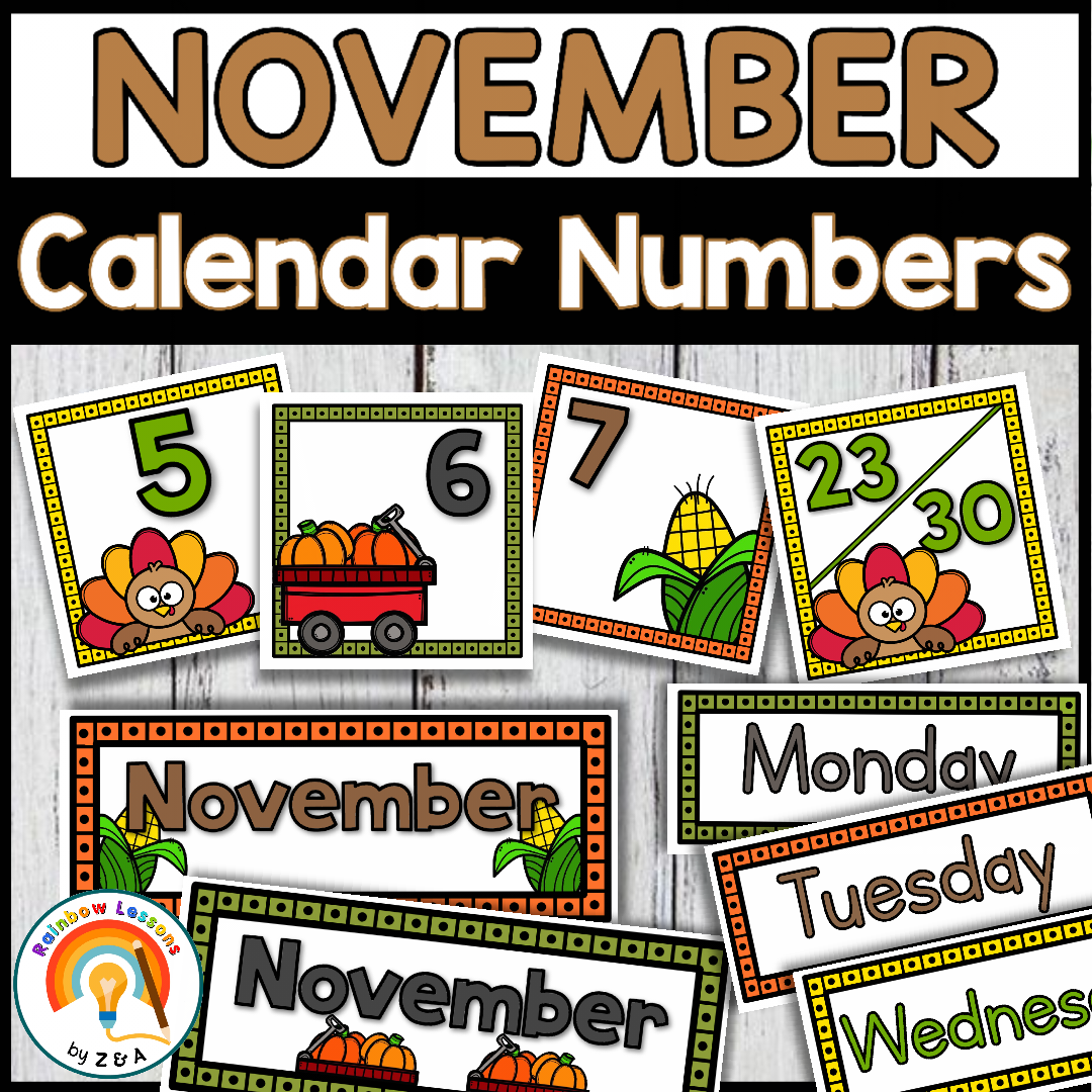November Calendar Numbers | Fall Calendar Number Cards - Amped Up Learning