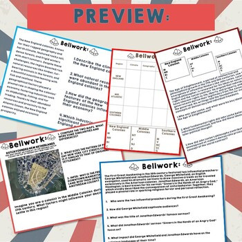 13 Colonies Bellwork Set