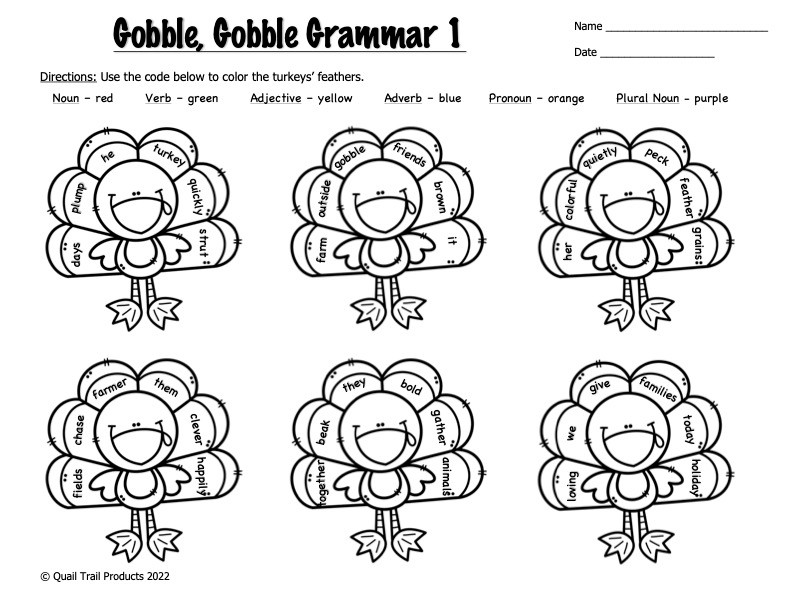 Thanksgiving ELA Worksheets and Learning Games