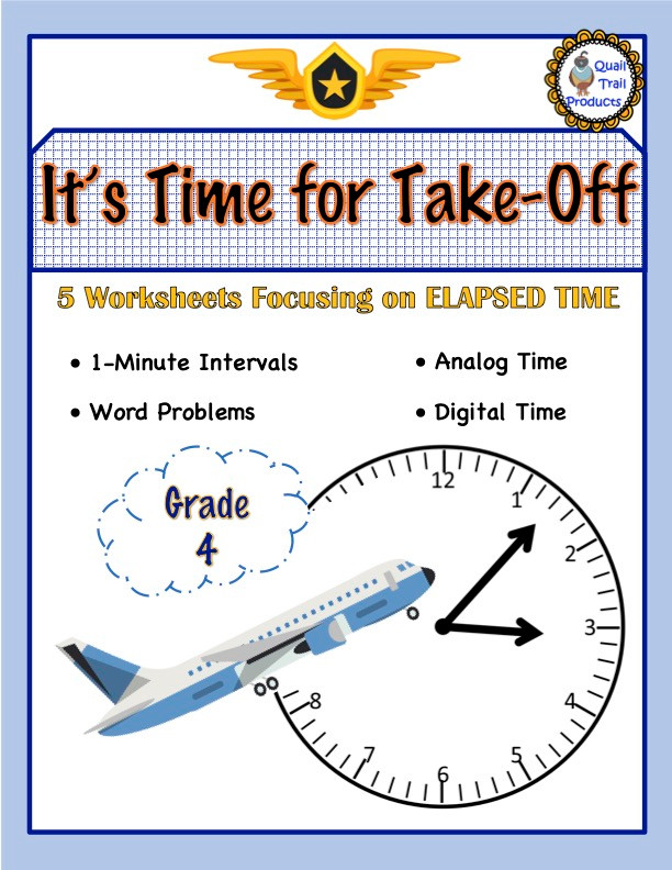 Elapsed Time Worksheets - Airplane Theme