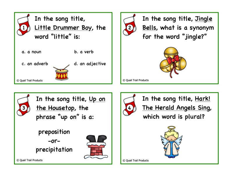 ELA Task Cards for Christmas Songs