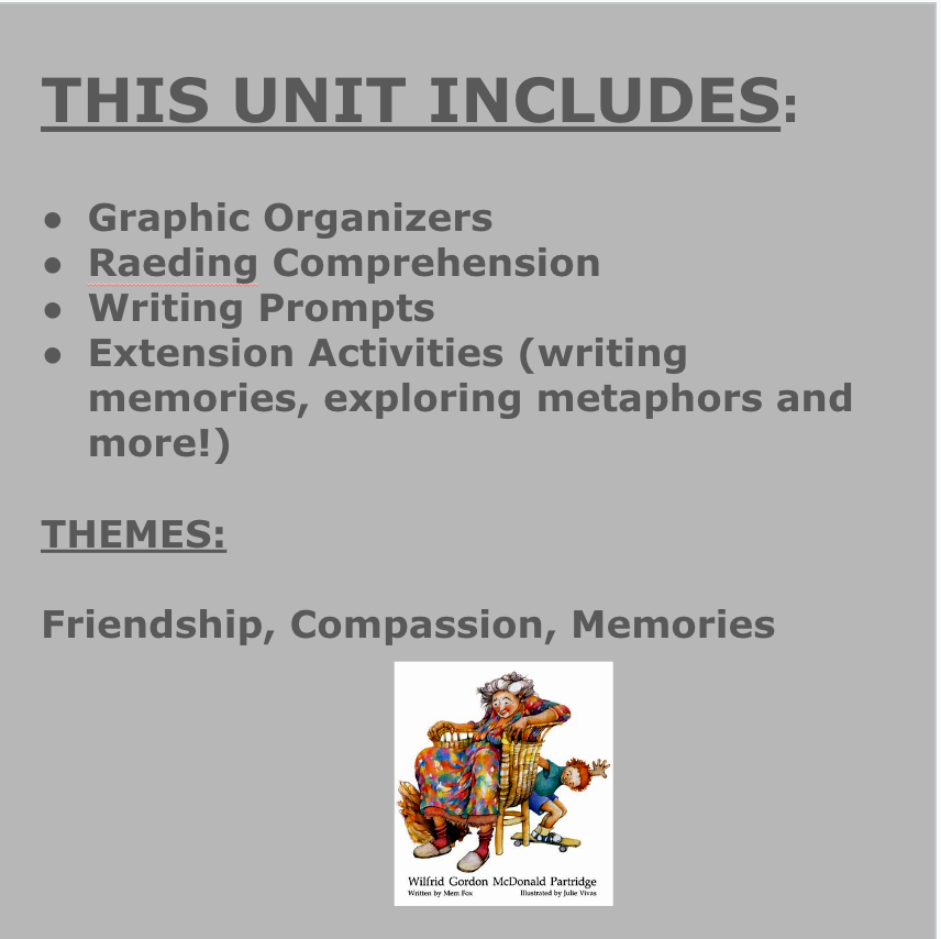WILFRID GORDON MCDONALD PARTRIDGE: READING LESSONS & EXTENSION ACTIVITIES