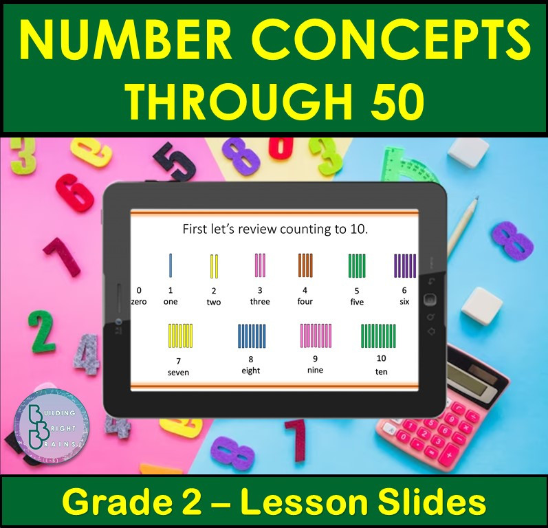Number Concepts Through 50 | PowerPoint Lesson Slides for 2nd Grade