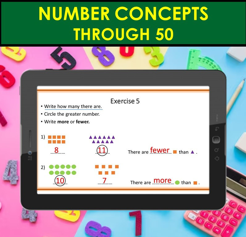 Number Concepts Through 50 | PowerPoint Lesson Slides for 2nd Grade