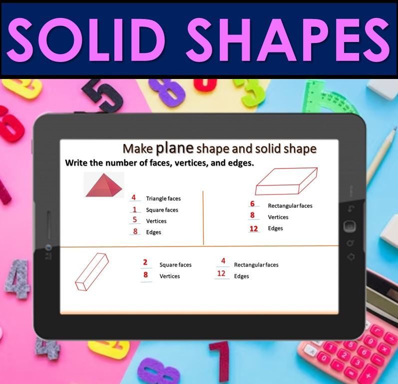 Solid Shapes Faces, edges, and vertices | PowerPoint Lesson Slides for ...