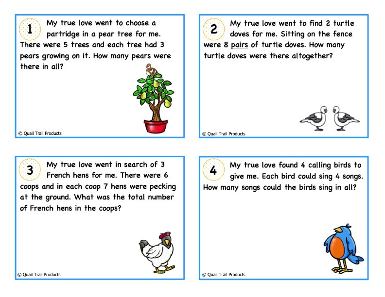 Multiplication Task Cards | Christmas Theme