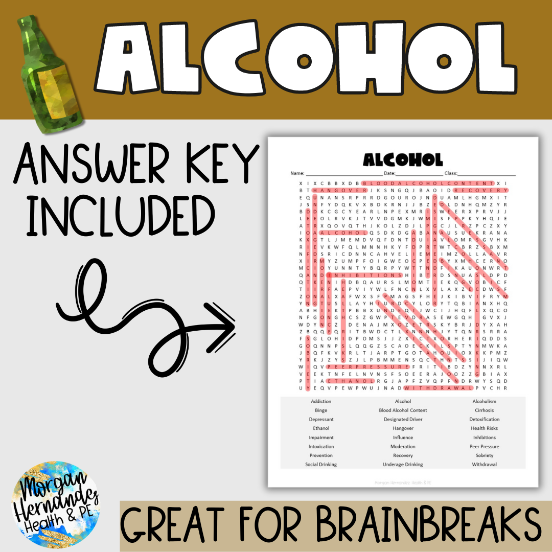 Alcohol Word Search Puzzle