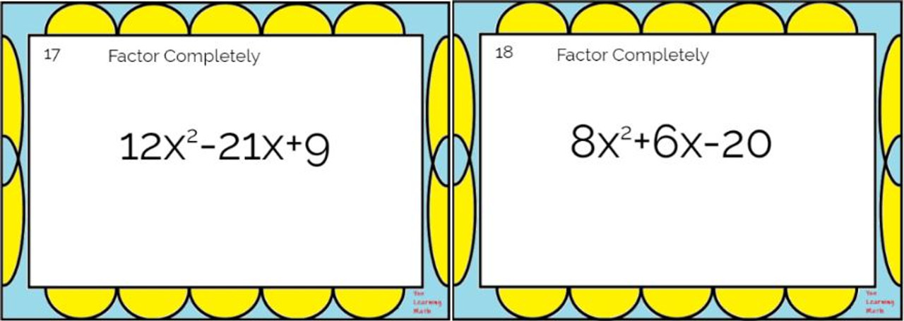 Factoring Quadratic Trinomials where a > 1 : Google Slides - 20 ...