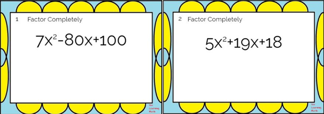 Factoring Quadratic Trinomials where a > 1 : Google Slides - 20 ...