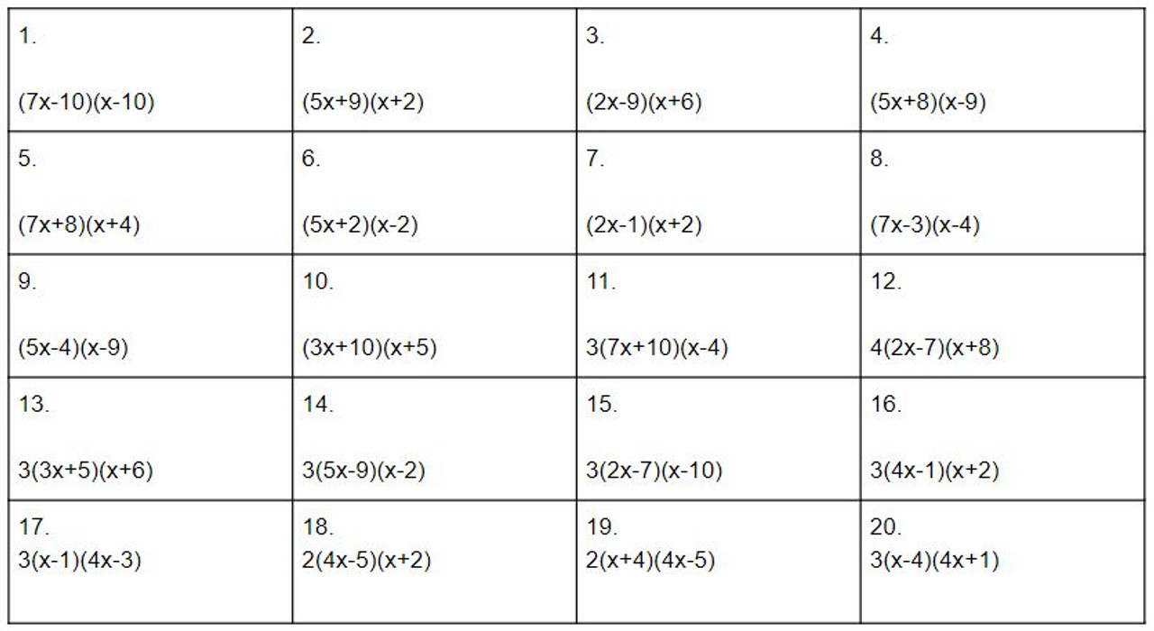 Factoring Quadratic Trinomials where a > 1 : Google Slides - 20 ...