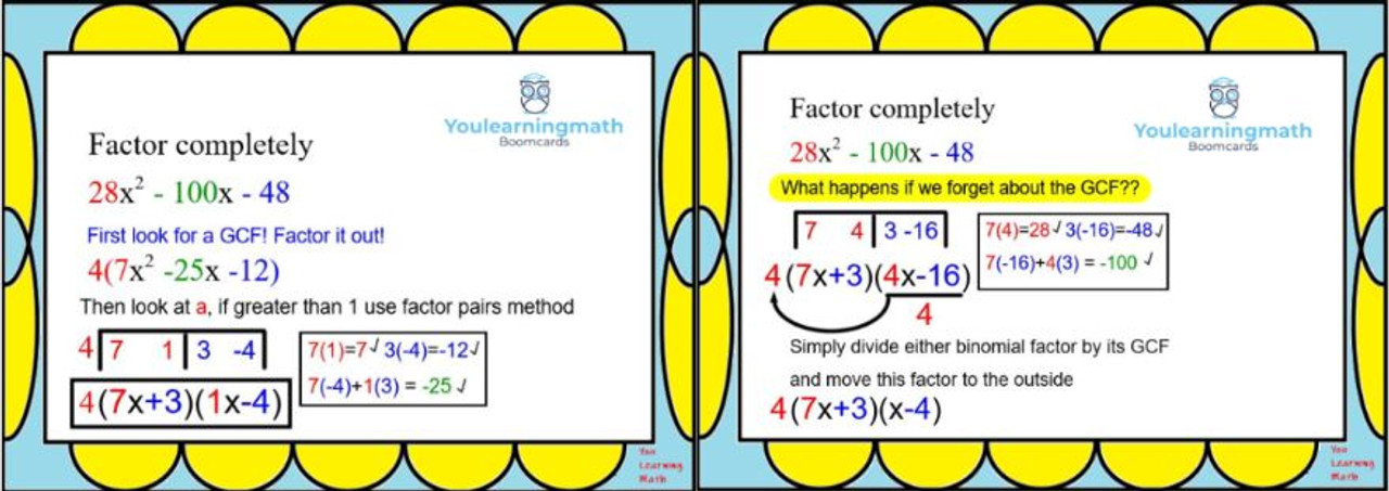 Factoring Quadratic Trinomials where a > 1 : Google Slides - 20 ...