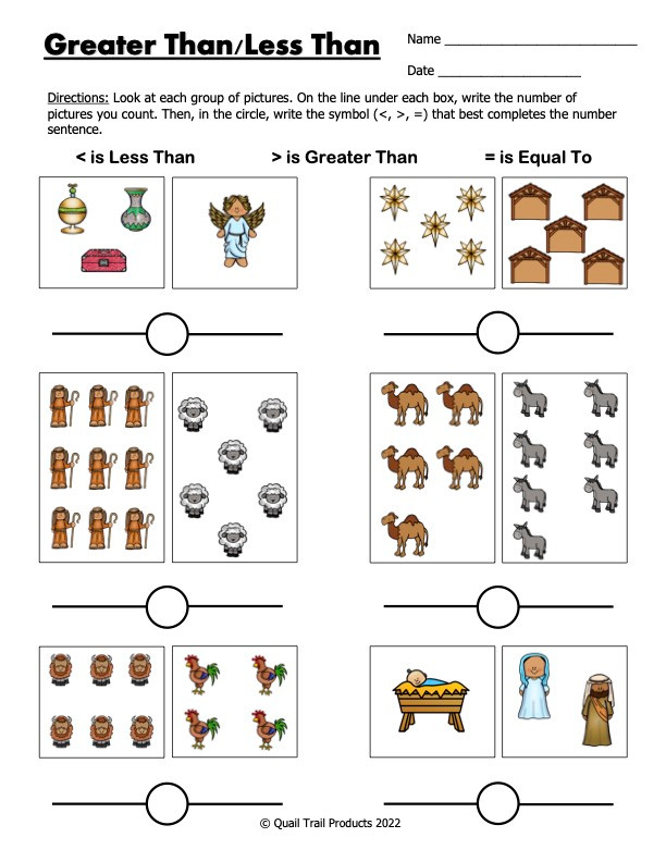 Grade 1 and Grade 2 MATH Worksheets | Christmas Theme