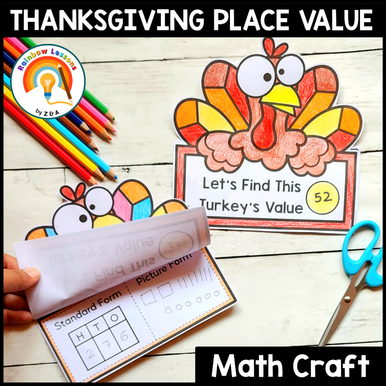 Thanksgiving Math Craftivity | Thanksgiving Place Value | Turkey Place ...