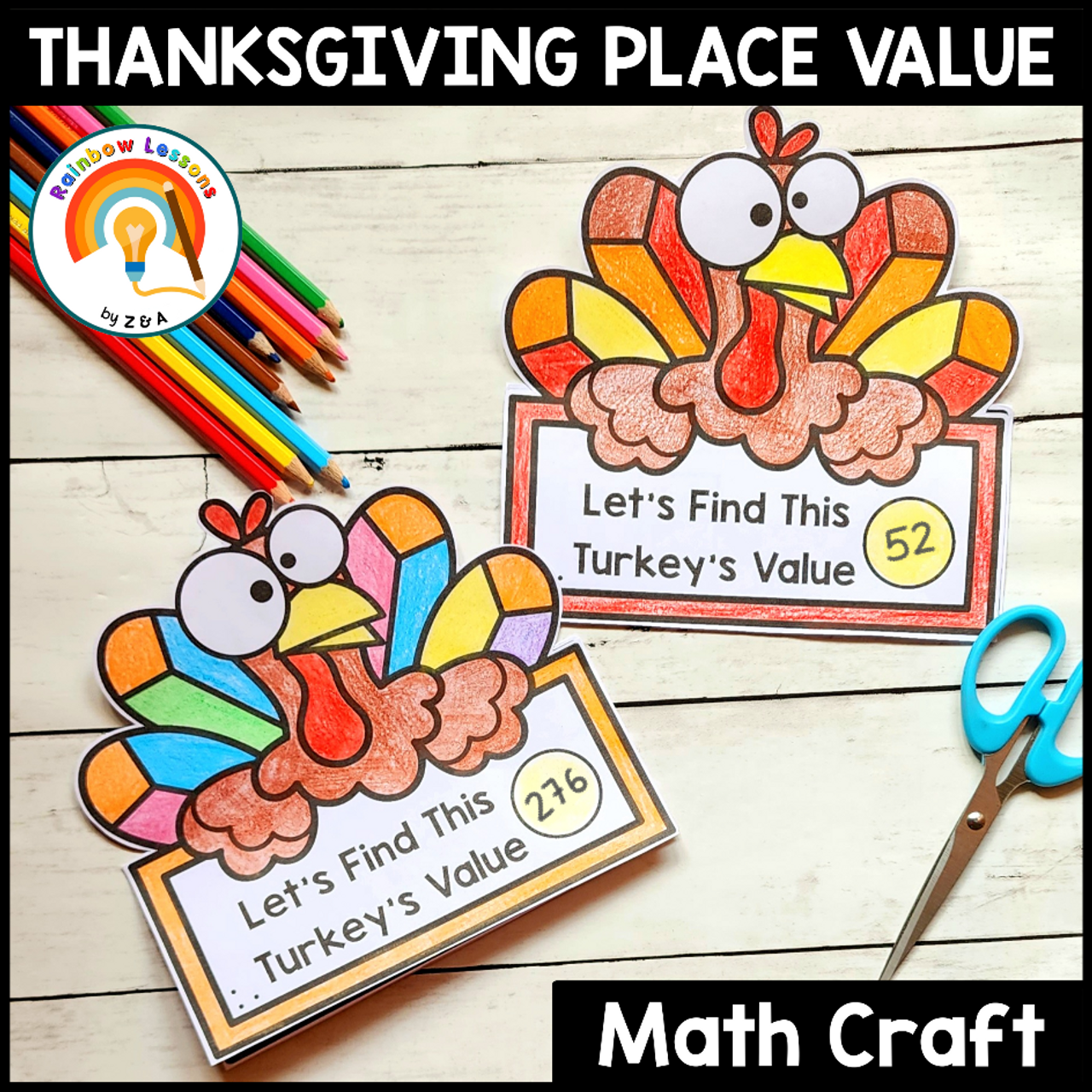 Thanksgiving Math Craftivity | Thanksgiving Place Value | Turkey Place ...