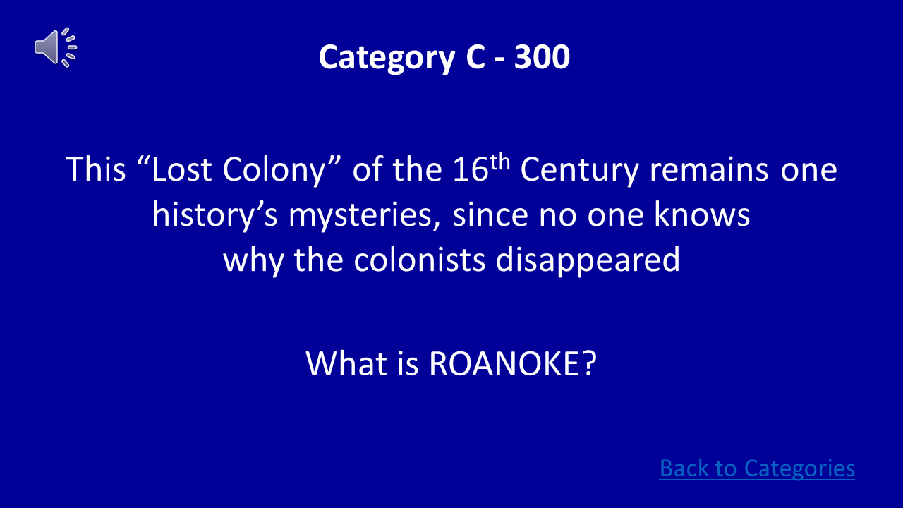 All About North Carolina Jeopardy Game