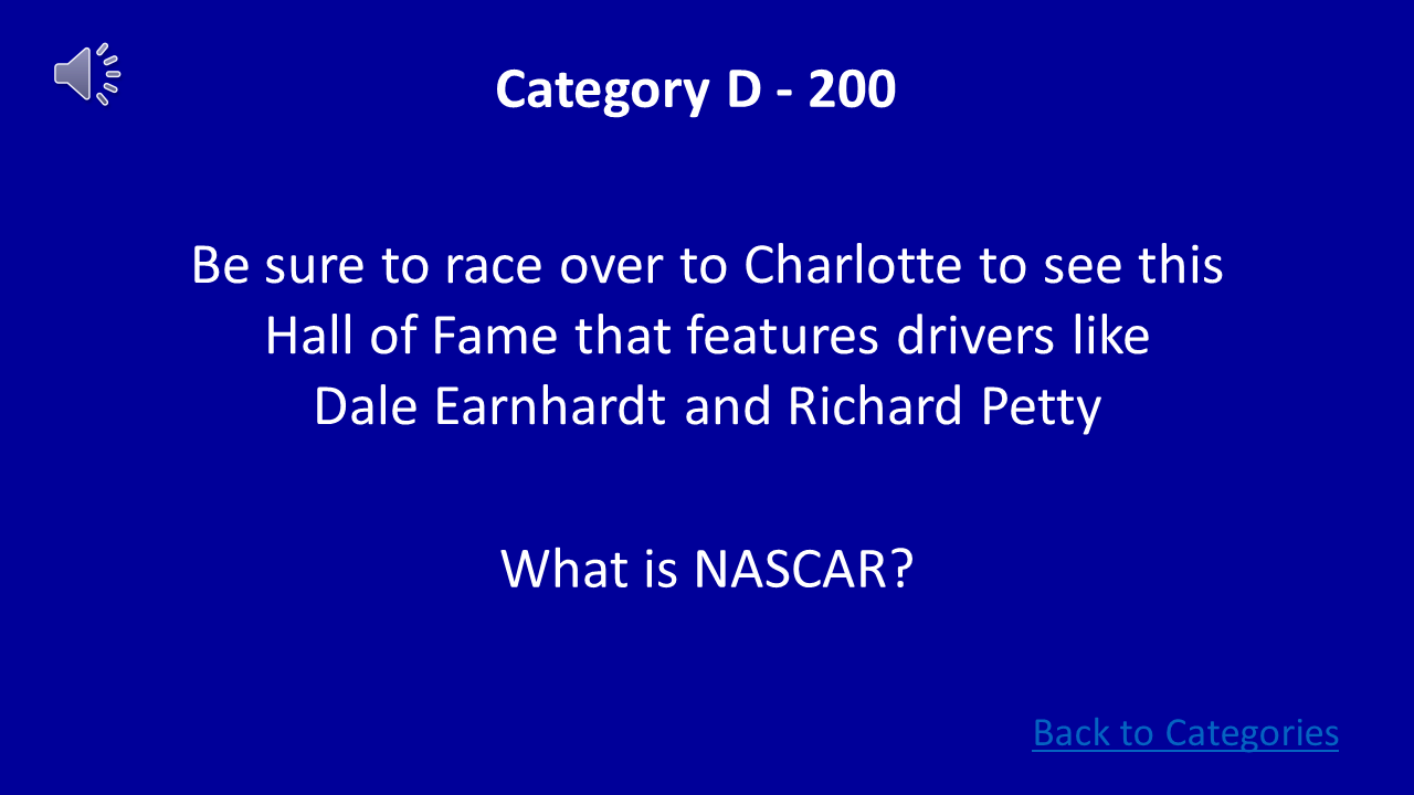 All About North Carolina Jeopardy Game