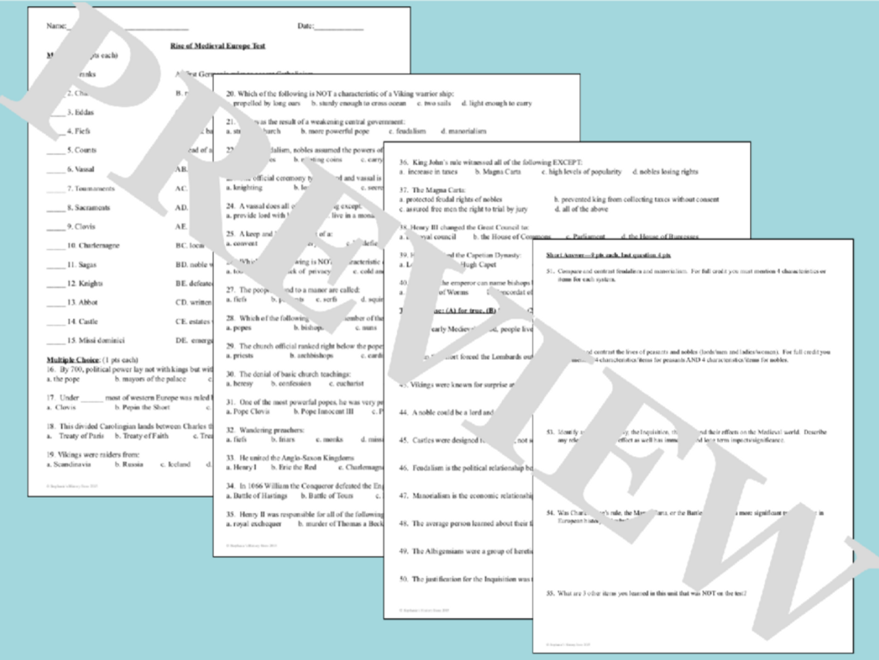 The Rise of Medieval Europe Test