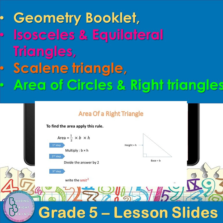 Geometry booklet, Triangles & Areas | 5th Grade PowerPoint Lesson Slides