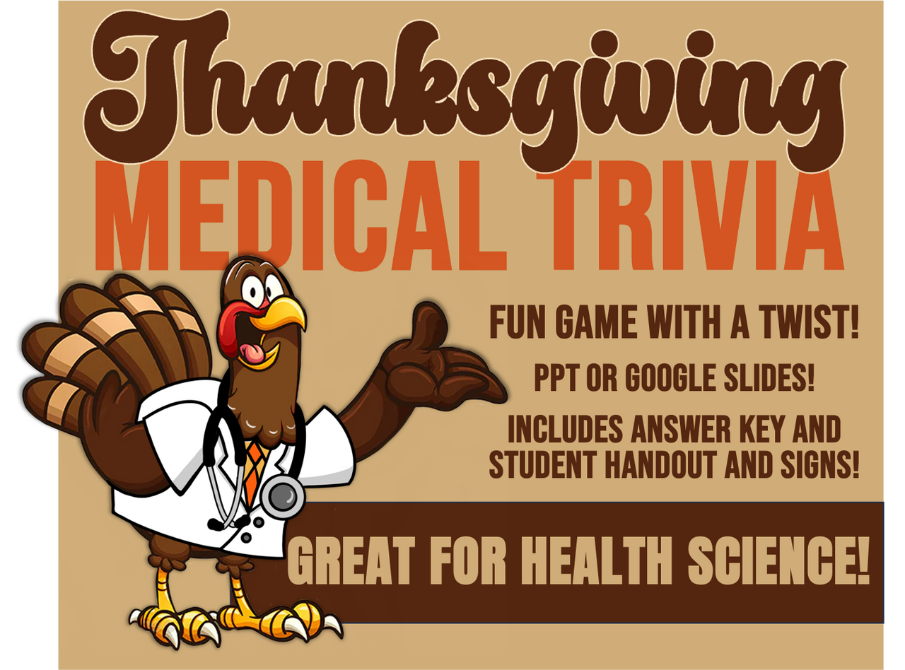 Thanksgiving Medical Trivia Game! Great for Health Science! - Amped Up ...