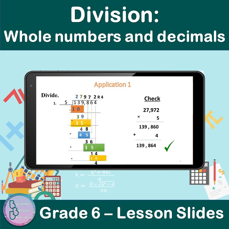 Division: Whole numbers and decimals | 6th Grade PowerPoint Lesson Slides