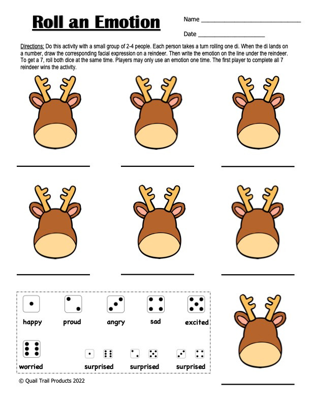 Social/Emotional Activities and Worksheets | Reindeer Theme