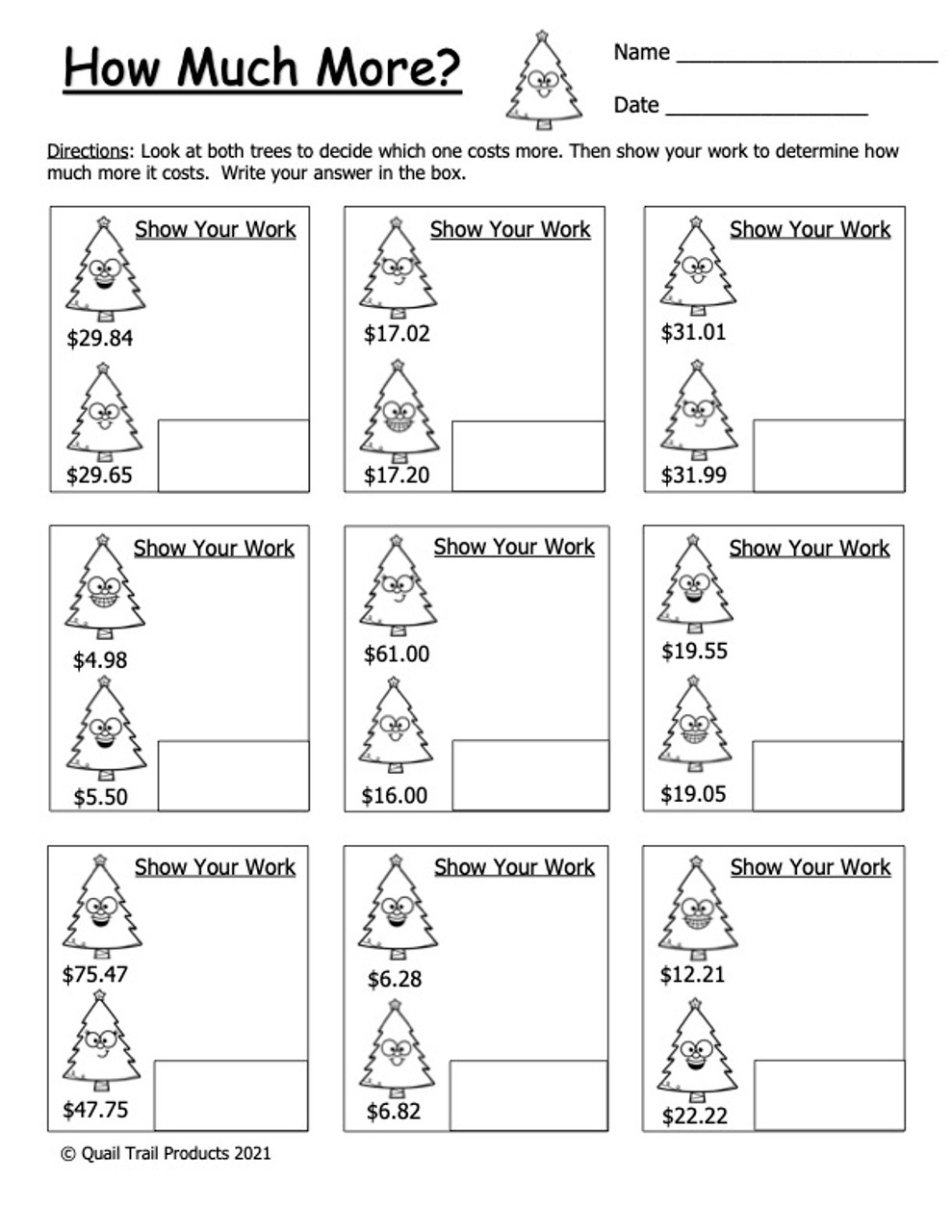 Counting Money Worksheets | Christmas Tree Theme