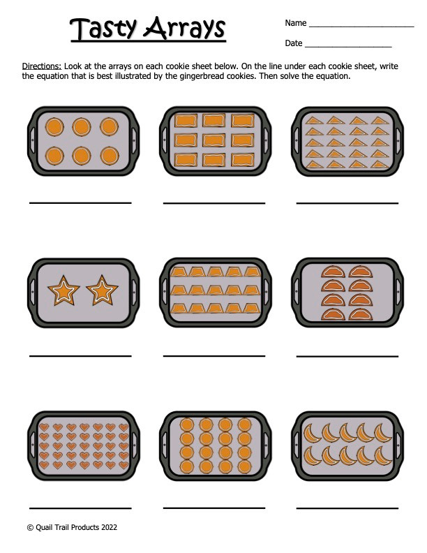 Grade 4 MATH Worksheets | Gingerbread Cookie Theme