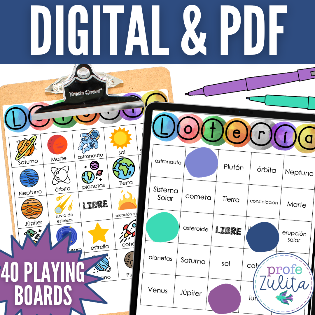 Spanish Astronomy & Space Vocabulary Lotería Game - La Astronomía BINGO ...