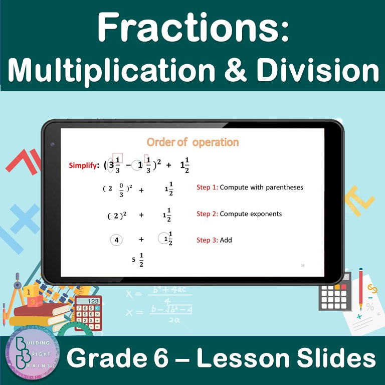 Fractions: Multiplication & Division | 6th Grade PowerPoint Lesson Slides