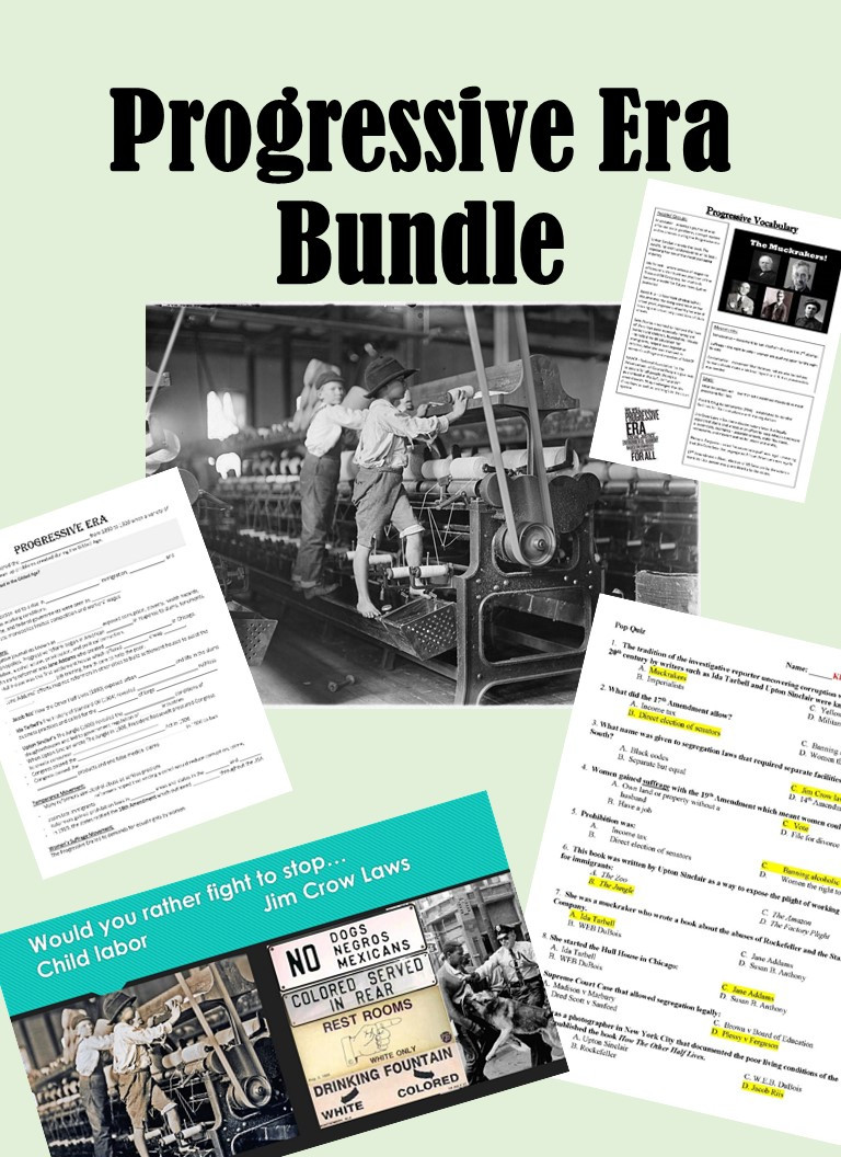 Progressive Era Bundle - Vocab, Notes, PPT & Vocab Quiz - Amped Up Learning