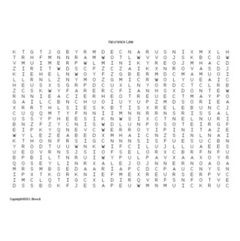 "Insurance Law" Vocabulary Word Search for a Business Law Course ...