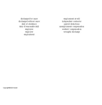 "Employment Law" Vocabulary Word Search for a Business Law Course ...
