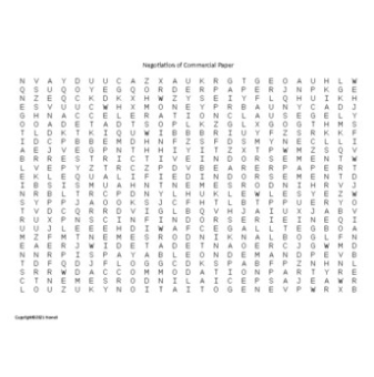 "Negotiation of Commercial Paper" Word Search for a Business Law Course ...