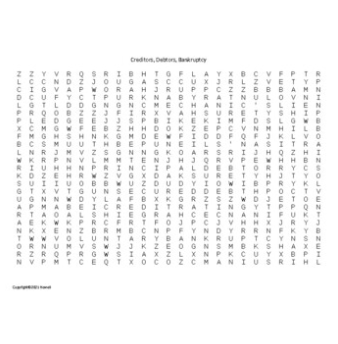 "Creditors and Credit" Vocabulary Word Search for a Business Law Course ...