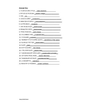 Electric Charge and Electric Field Word Scramble for Physics - Amped Up ...
