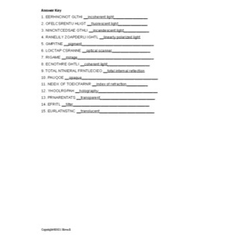 "Light" Word Scramble for Physical Science - Amped Up Learning
