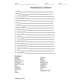 Introduction to Waves Word Scramble for Physical Science - Amped Up ...