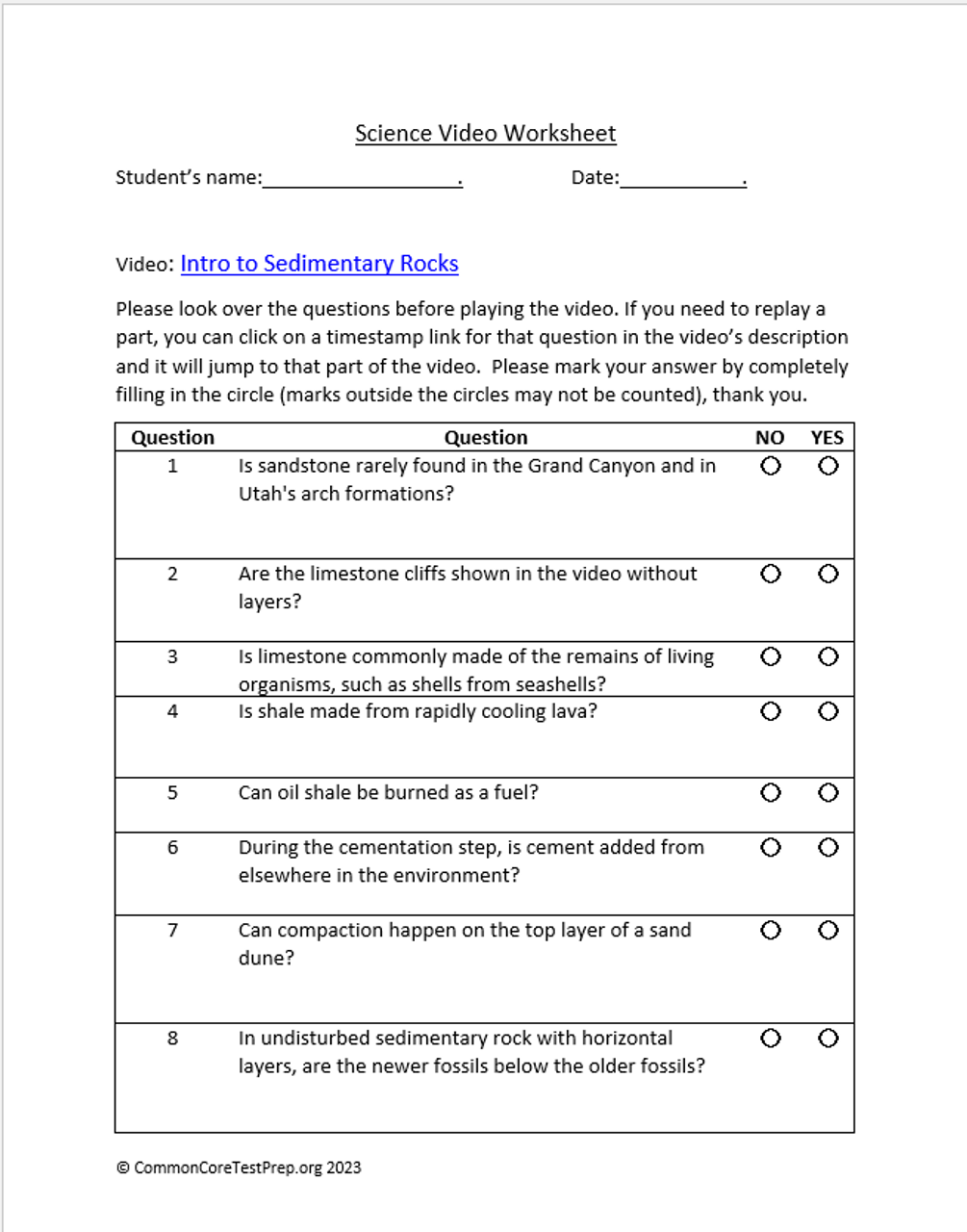Intro to Igneous Rocks. Video sheet, Google Forms, Easel & more (V2)