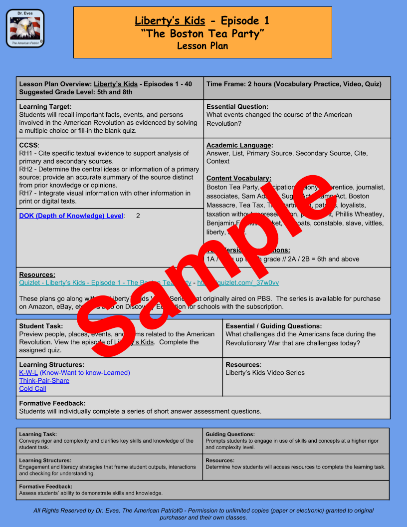 Liberty's Kids - Episode 1 - "The Boston Tea Party" - Amped Up Learning