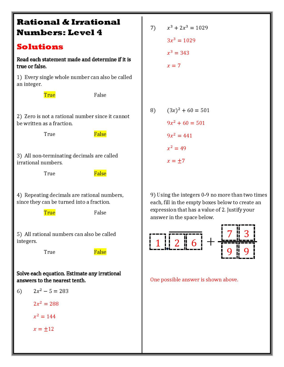 Level Ups: Rational & Irrational Numbers 8th Grade Math