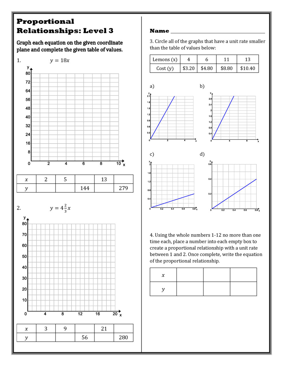 Level Ups: Proportional Relationships 8th Grade