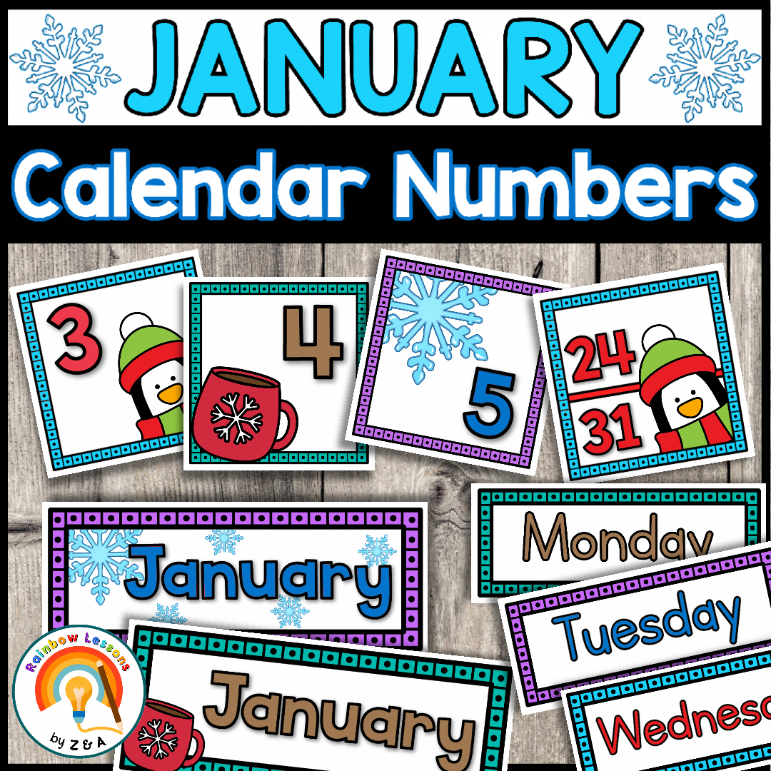 January Calendar Numbers | January Calendar Cards | January Calendar 2024