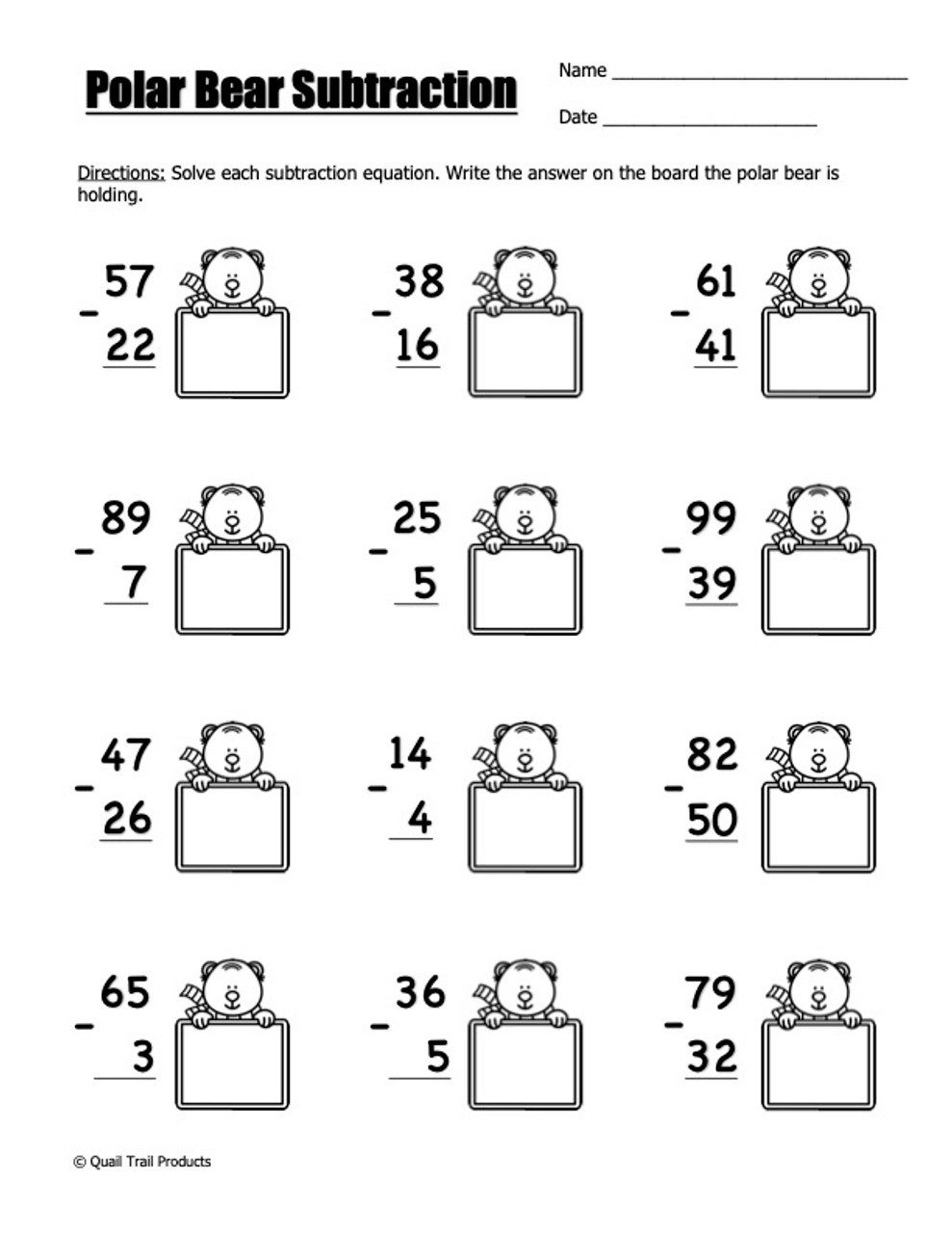 Grade 2 Winter MATH Worksheets