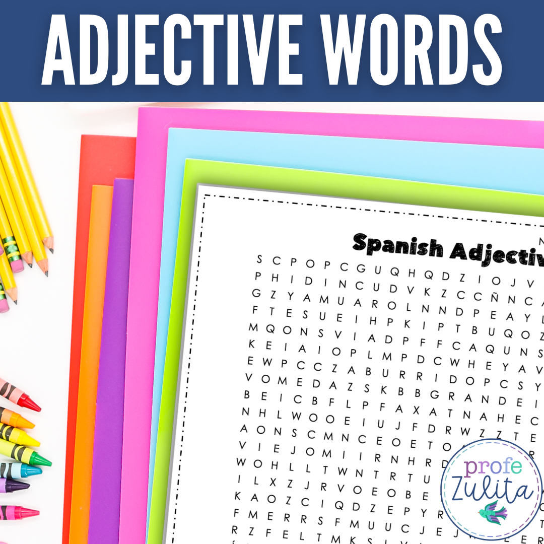Spanish Adjectives Word Search - Las descripciones búsqueda de palabras ...