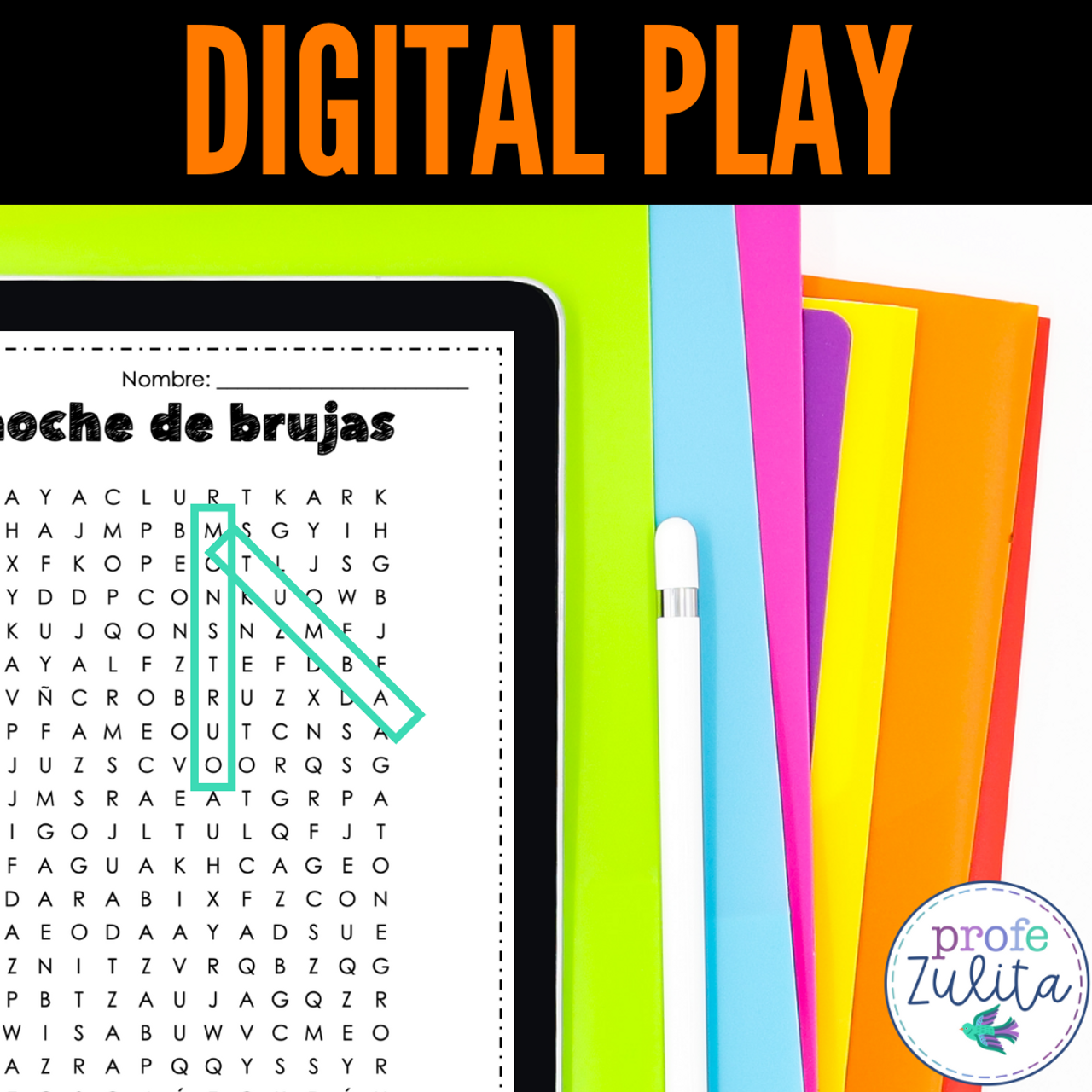 Spanish Halloween Word Search - noche de brujas búsqueda de palabras ...