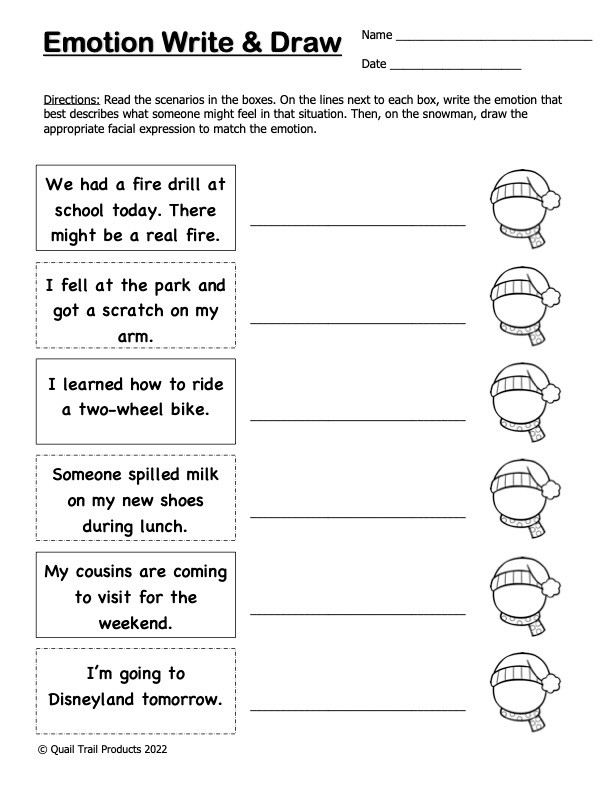 Social/Emotional Worksheets and Activities - Snowman Theme