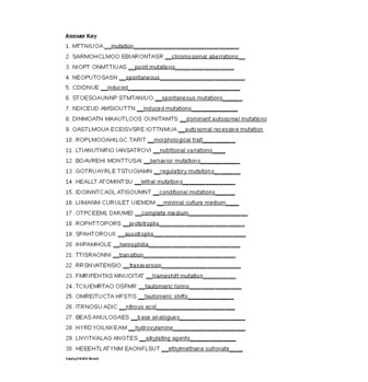 Mutations and Mutagenesis Word Scramble for Genetics - Amped Up Learning